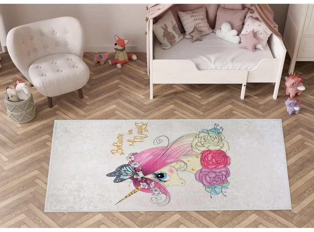 Slonovinový pratelný dětský koberec 120x180 cm Cute Unicorn – Vitaus