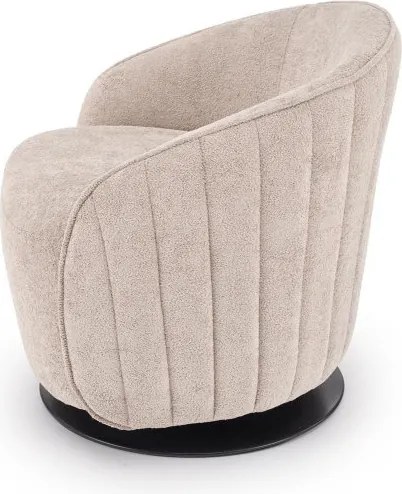 Designové otočné křeslo BASILIO — kov, látka, cappuccino