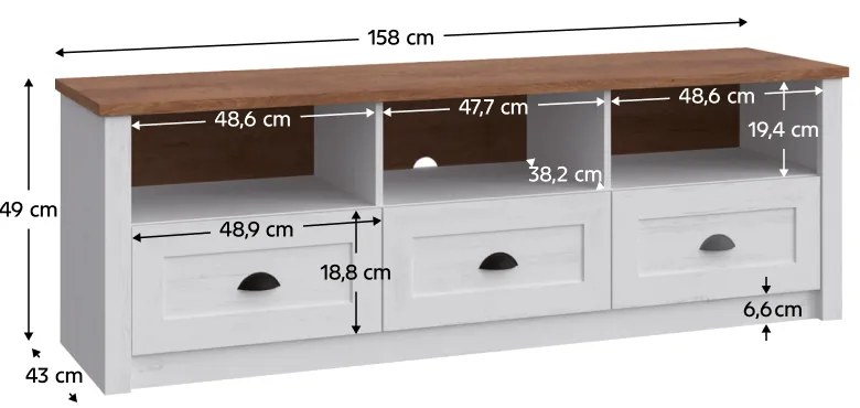 Kondela TV stolek, sosna andersen/dub lefkas, PROVANCE