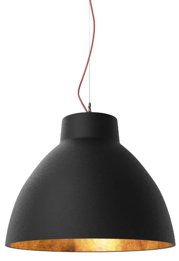 Wever Ducré 218200K0 + 90015138 Bishop 6.0, černo-zlaté závěsné svítidlo s červeným kabelem, 1x25W E27, prům. 60cm