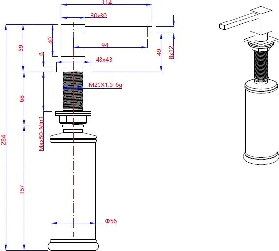 Dávkovač na mycí prostředky QUADRON EMMA 350ml v provedení černý matný (pure carbon)