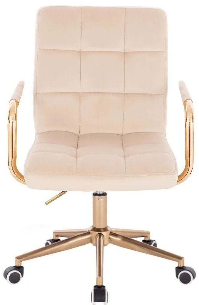 LuxuryForm DESIGN Otočná židle VERONA GOLD VELUR na zlaté podstavě s kolečky - krémová