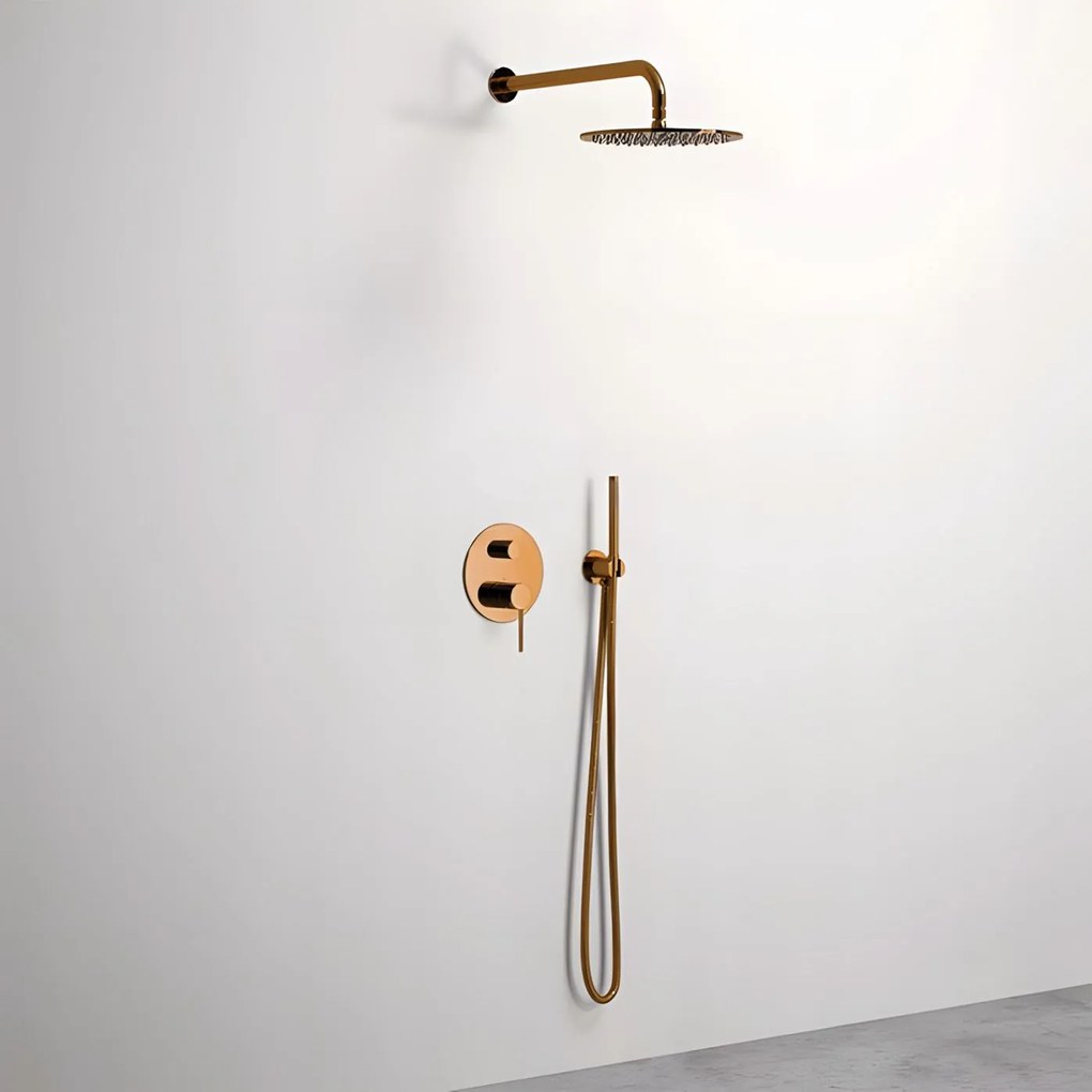 Rea Lungo - Podomítkový sprchový set, růžová-zlatá, REA-P4111