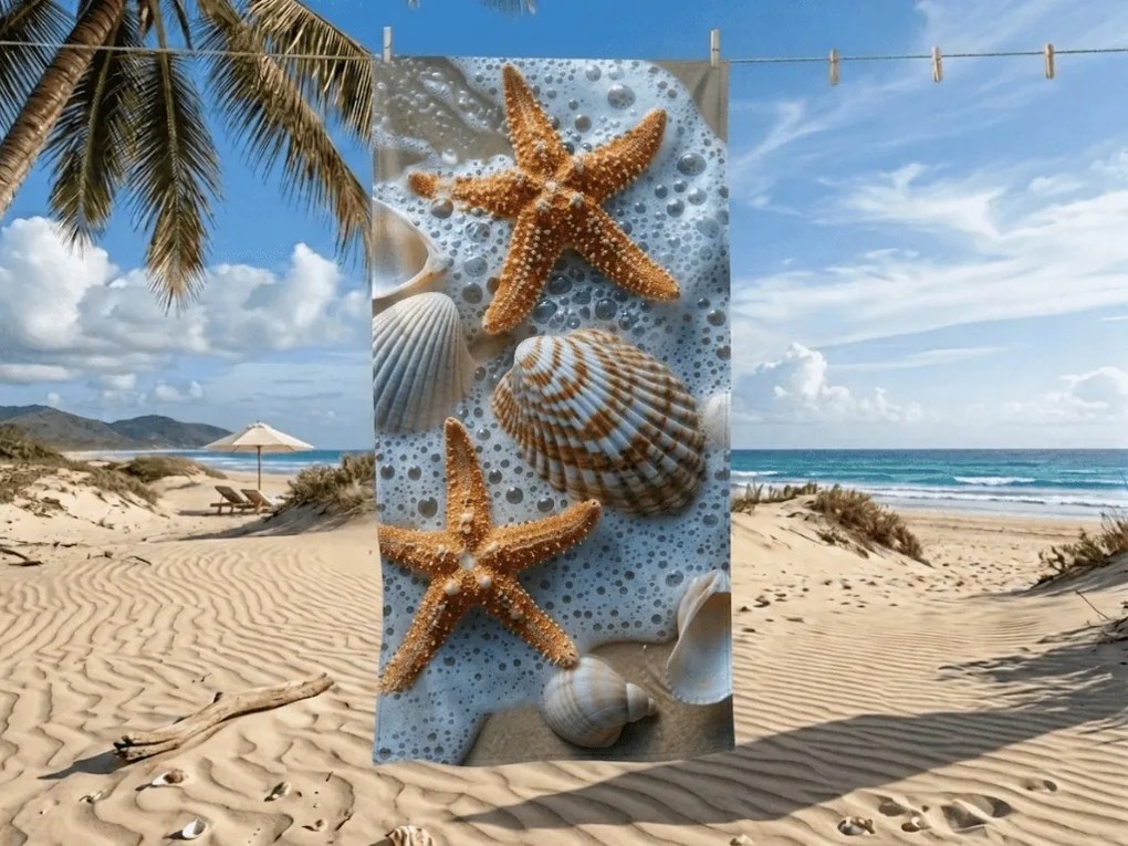 Rychleschnoucí plážová osuška SEA STARS barevná 70 x 140 cm, 100% mikrovlákno