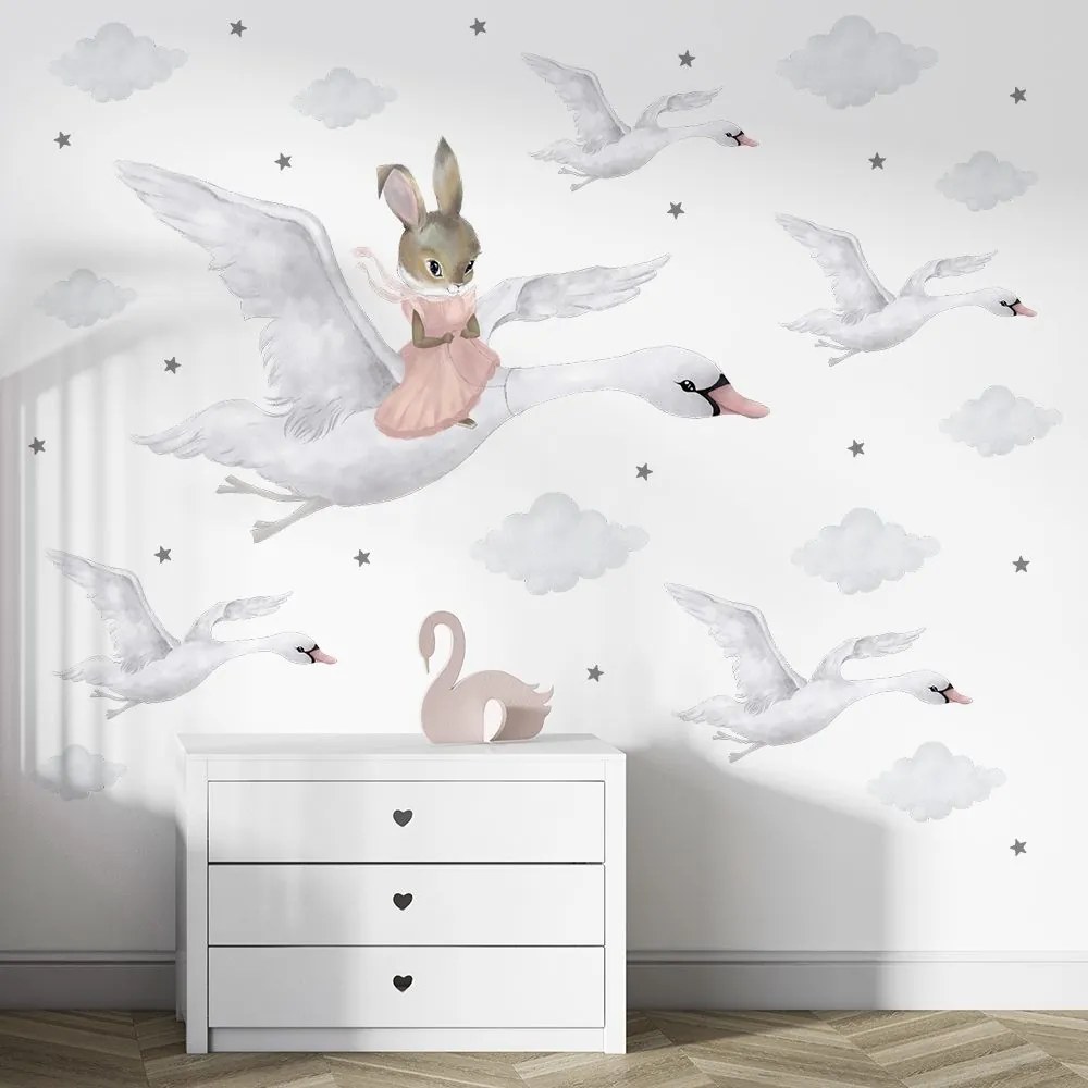 Gario Dětská nálepka na zeď Zajíček s labutí