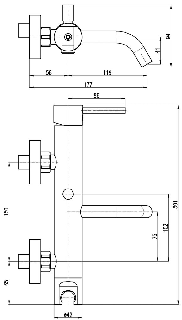 Slezák - RAV Vanová baterie SEINA - SE955.5Z, Zlatá lesk