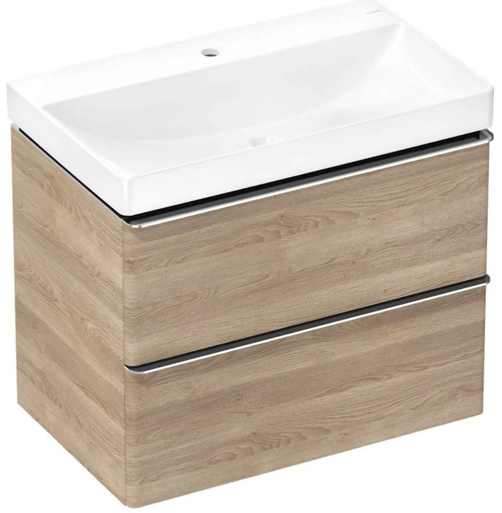 Hansgrohe Xelu Q - Skříňka s umyvadlem, 63x78x50 cm, 2 zásuvky, přírodní dub/chrom 54376000