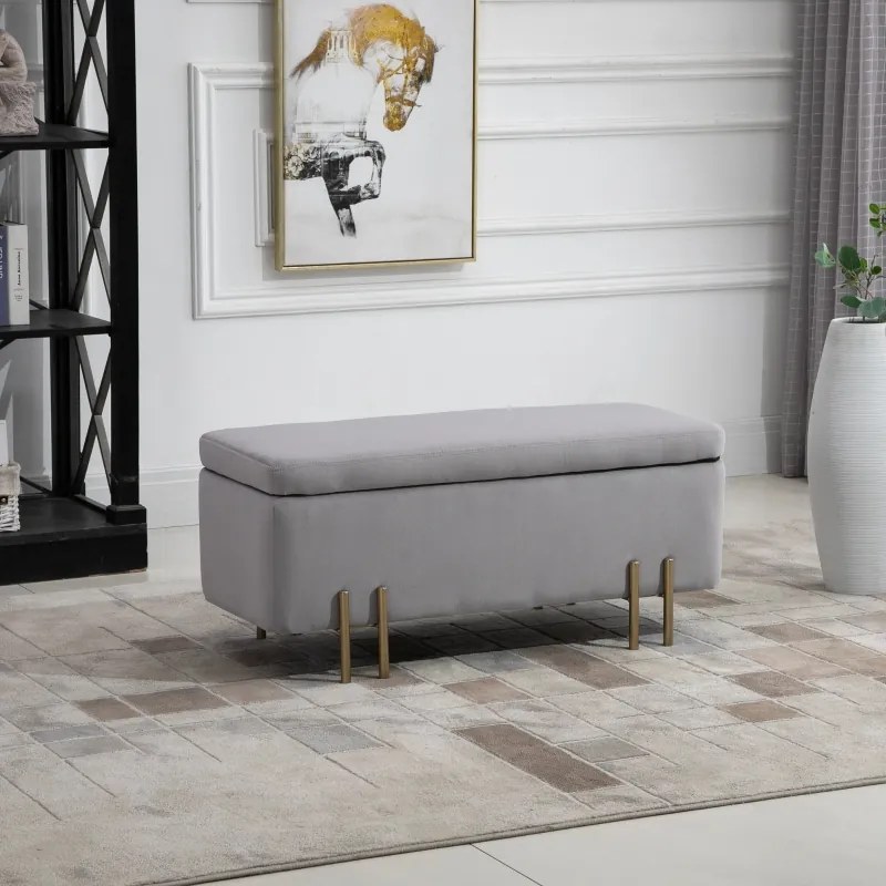HOMCOM Čalouněná lavice s úložným prostorem, šedá, 100 x 40 x 42 cm 838-024GY