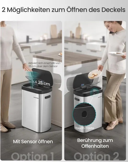 Automatický odpadkový koš 50 l SONGMICS LTB640E01 stříbrný