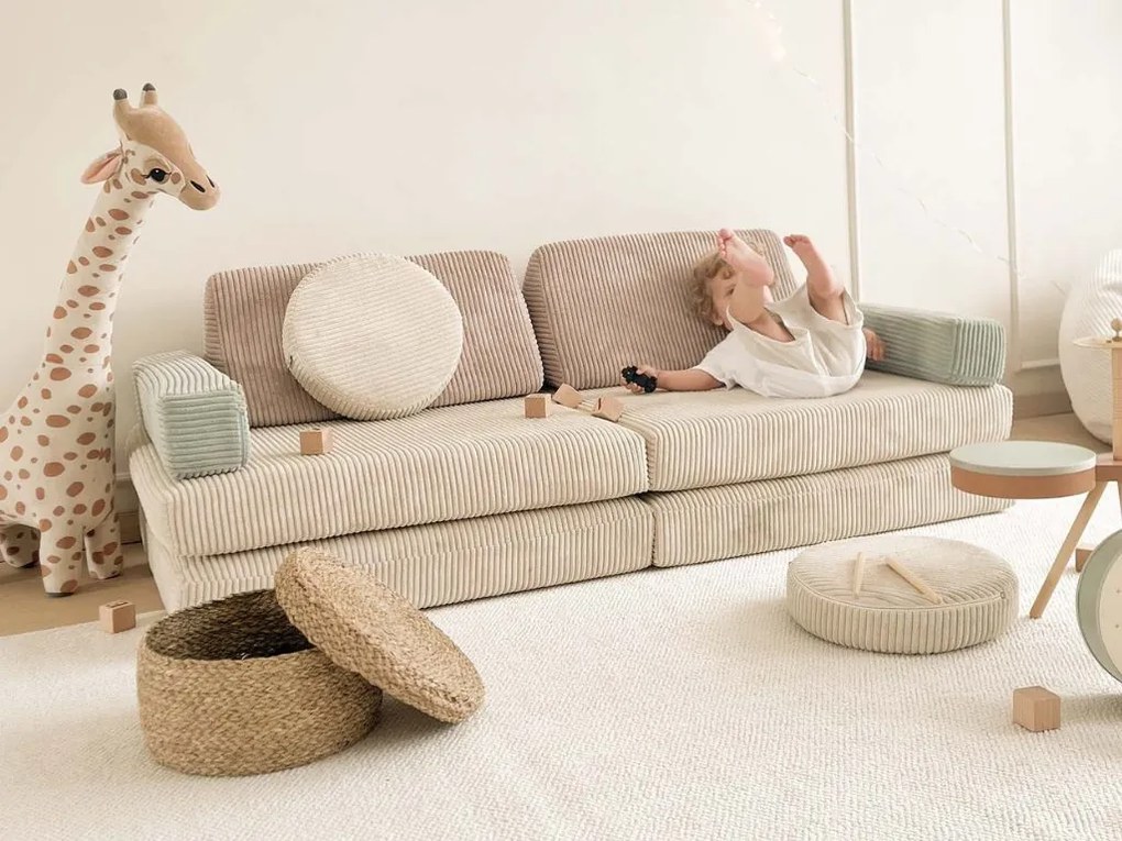 Velký multifunkční skládací bunkr z manšestru SOFA PURE Zvolte barvu: Šedá