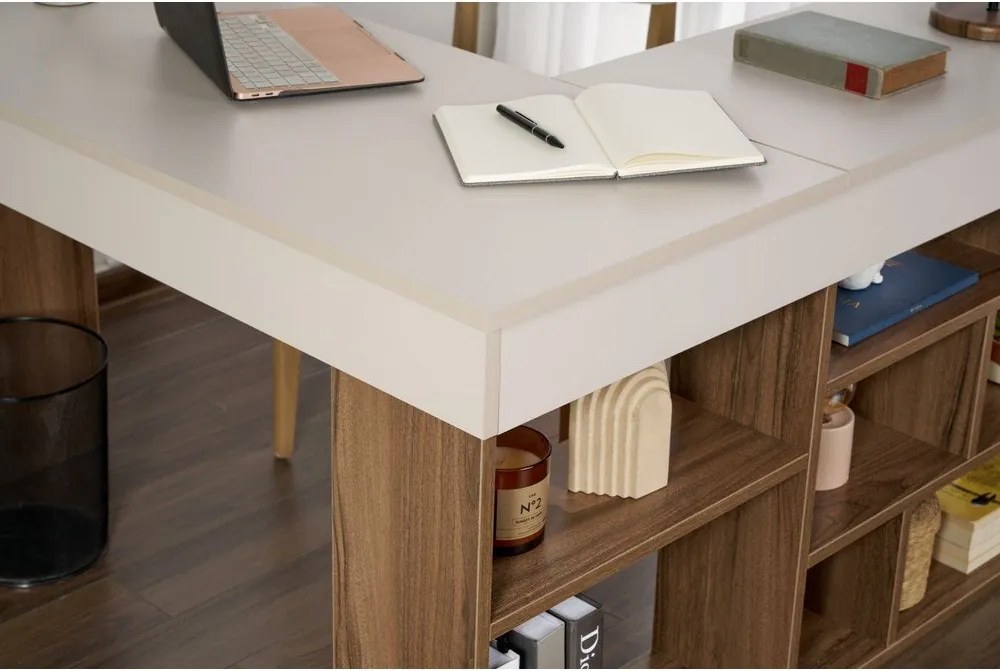 Rohový pracovní stůl v dekoru ořechu 120x130 cm Vesper – Kalune Design