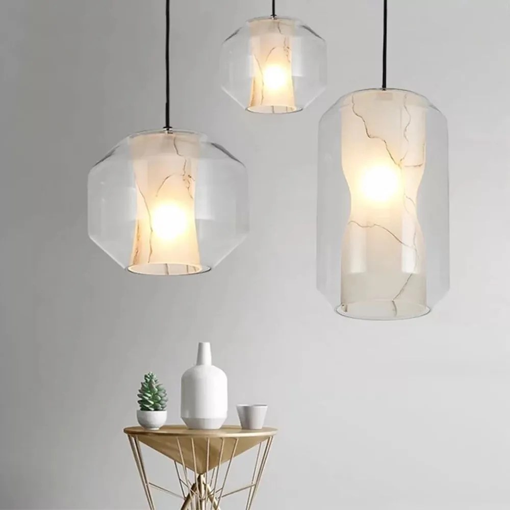 Toolight - závěsné svítidlo MARBLE E27 60W APP909-1CP, mramorový efekt, OSW-06675