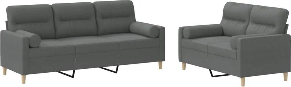2dílná sedací souprava s polštáři tmavě šedá textil 3201617