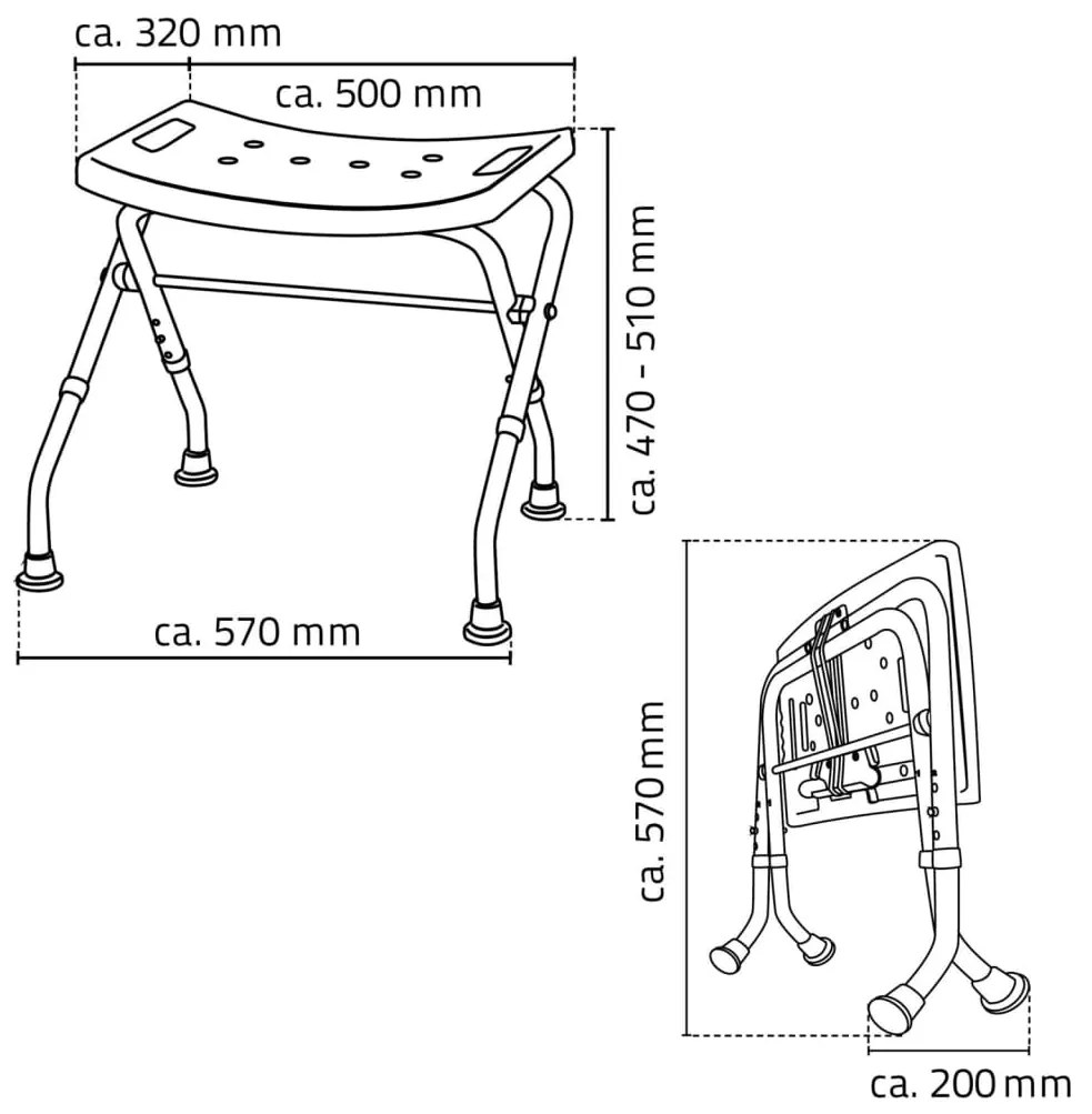 RIDDER Skládací koupelnová stolička 110 kg bílá A0050301 - Default Title