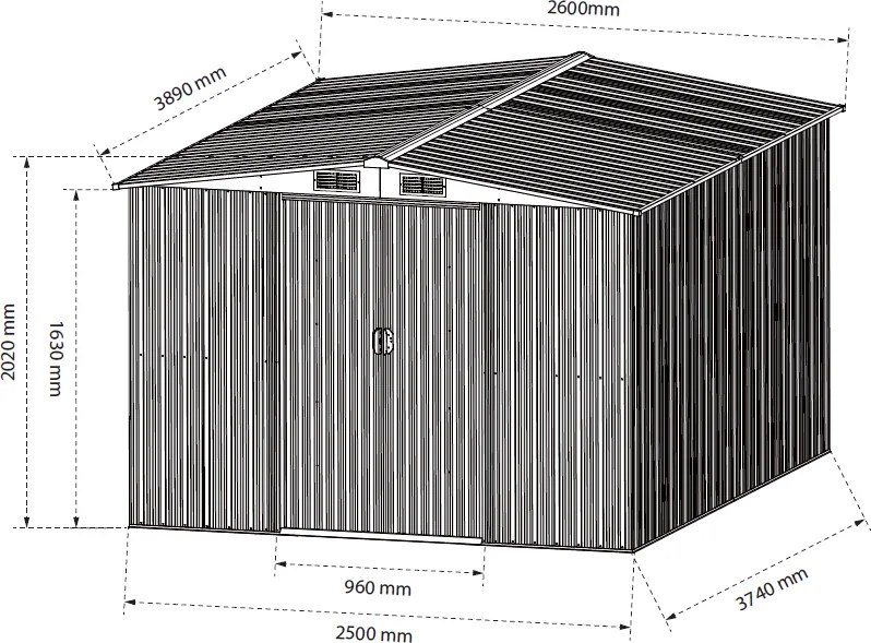 Zahradní domek BestBerg BBSH-1208GR / 10,1 m² / 389 x 260 x 202 cm / zelená