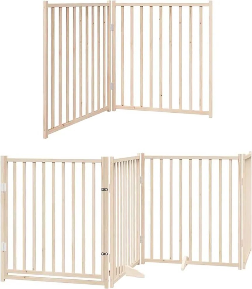 Zábrana pro psy s dvířky skládací 6 panelů 480 cm topol 3155725