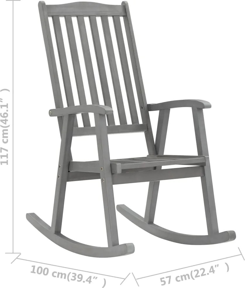 vidaXL Marketos Houpací křeslo s poduškami šedé masivní akáciové dřevo