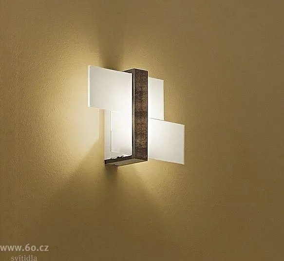 Linealight  90228 Triad, italské moderní svítidlo, 1x20W, bílé sklo v kombinaci se dřevem, 35x22cm
