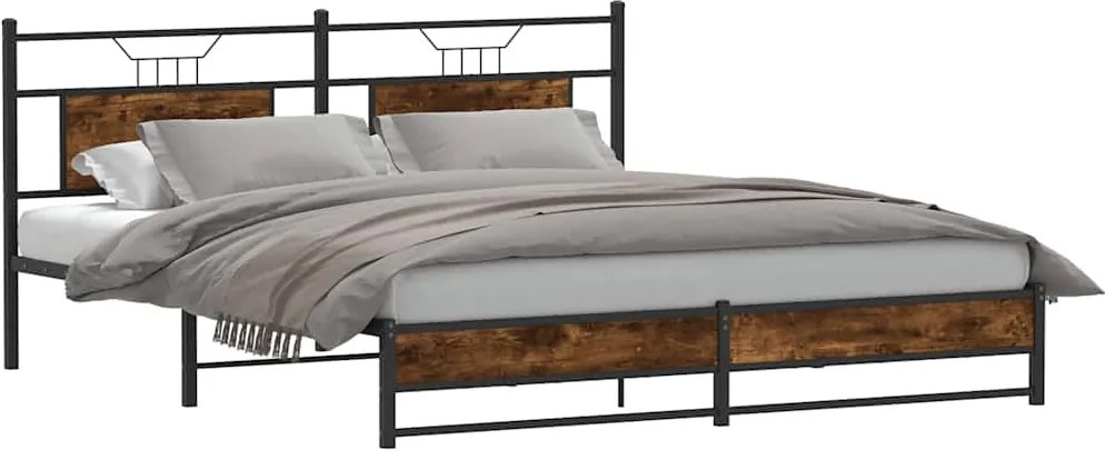 Kovový rám postele bez matrace kouřový dub 183 x 213 cm 3325110