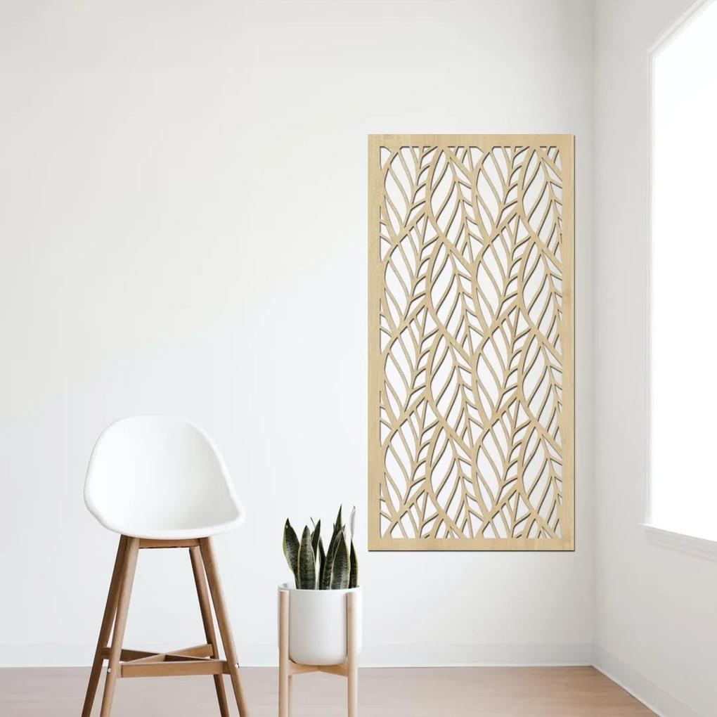 dřevo života Dřevěný dekorační panel LEAF III Rozměry (cm): 20x40, Barevný vzor: Bílá