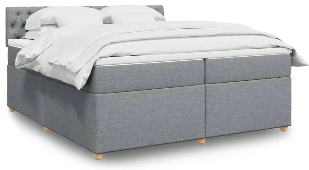 Box spring postel s matrací světle šedá 200 x 200 cm textil