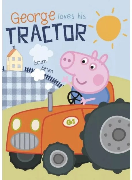 Javoli - Dětská fleecová deka Prasátko Peppa George - traktor / 100 x 140 cm