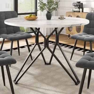 Aosom Kulatý jídelní stůl pro 4 osoby, deska stolu z MDF, 100 x 76 cm, bílá+černá F-FC-N620P283676S