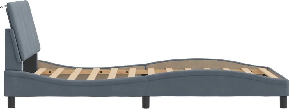 Rám postele s LED osvětlením bez matrace Hanko tmavě šedý 100 x 200 cm samet 3213764