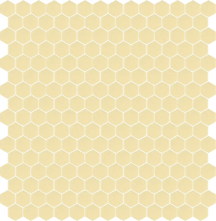 Hisbalit Obklad skleněná béžová Mozaika 332B MAT hexagony  hexagony 2,3x2,6 (33,33x33,33) cm - HEX332BMH