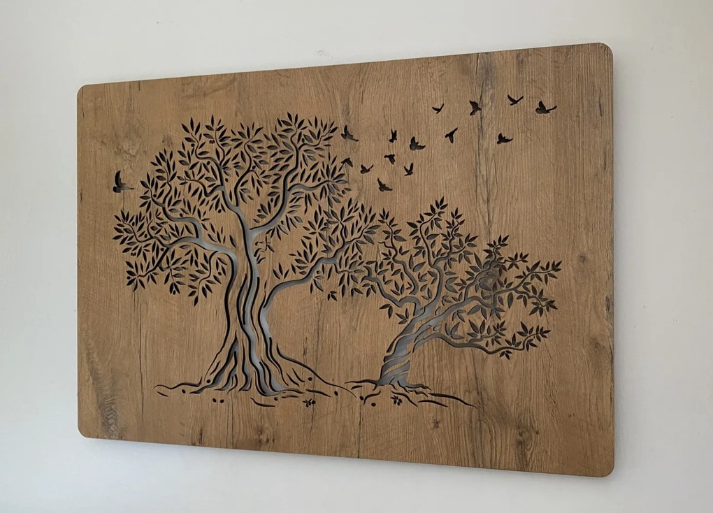 Li-Go "Dvě olivy" světelný obraz 230V 90x62cm provedení povrchu: dub světlý