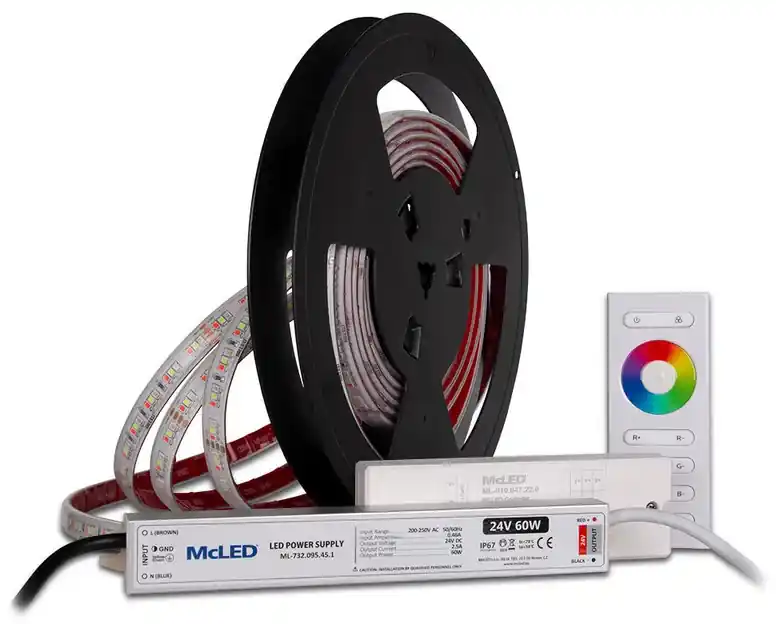 MCLED sestava LED pásek do sauny RGB 5m + kabel + trafo + stmívání | BIANO