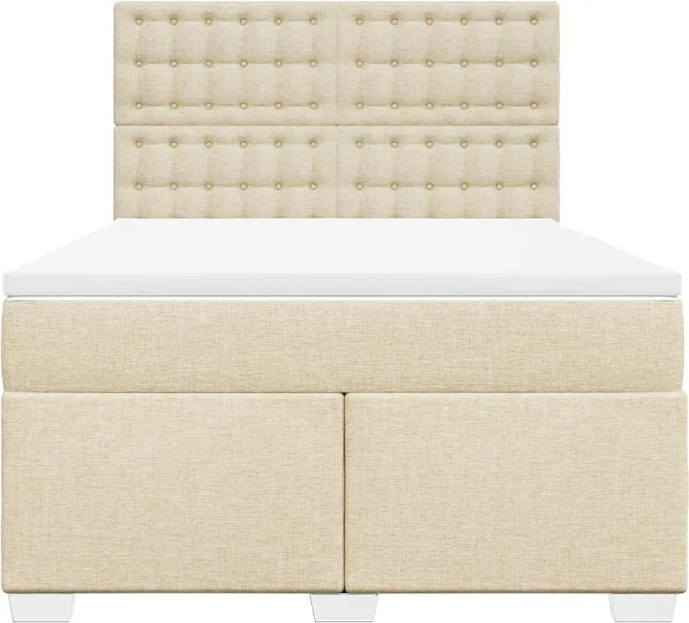 Box spring postel s matrací krémová 140x190 cm textil 3292802