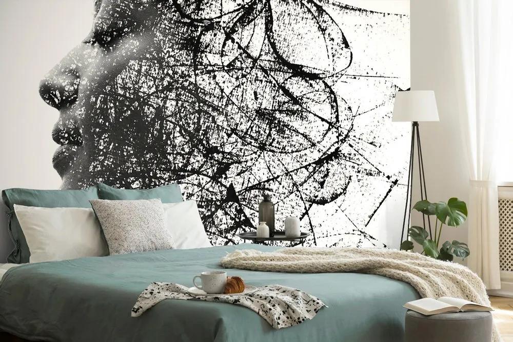 Samolepící tapeta žena s abstraktními prvky - 300x200 cm