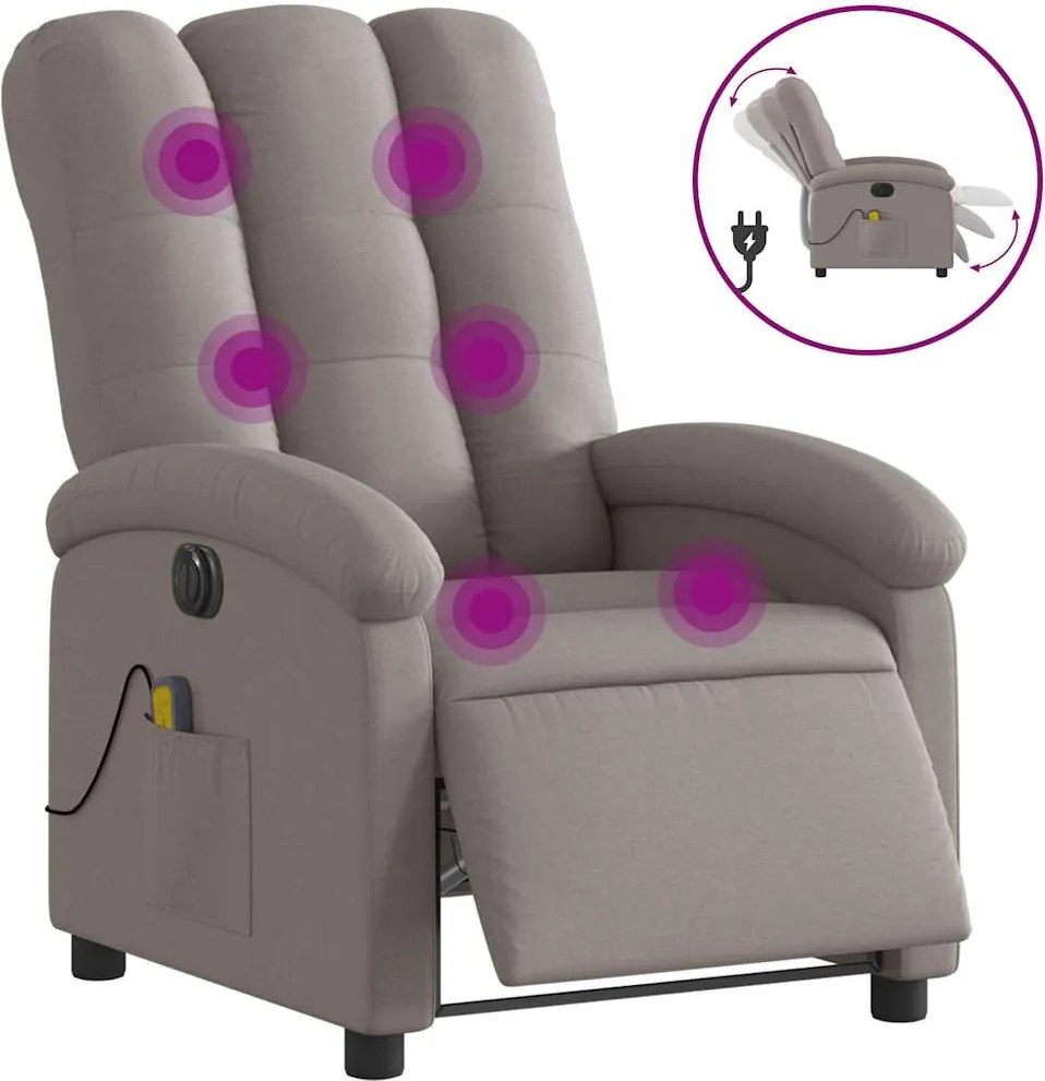 Elektrické masážní polohovací křeslo taupe textil 3204088