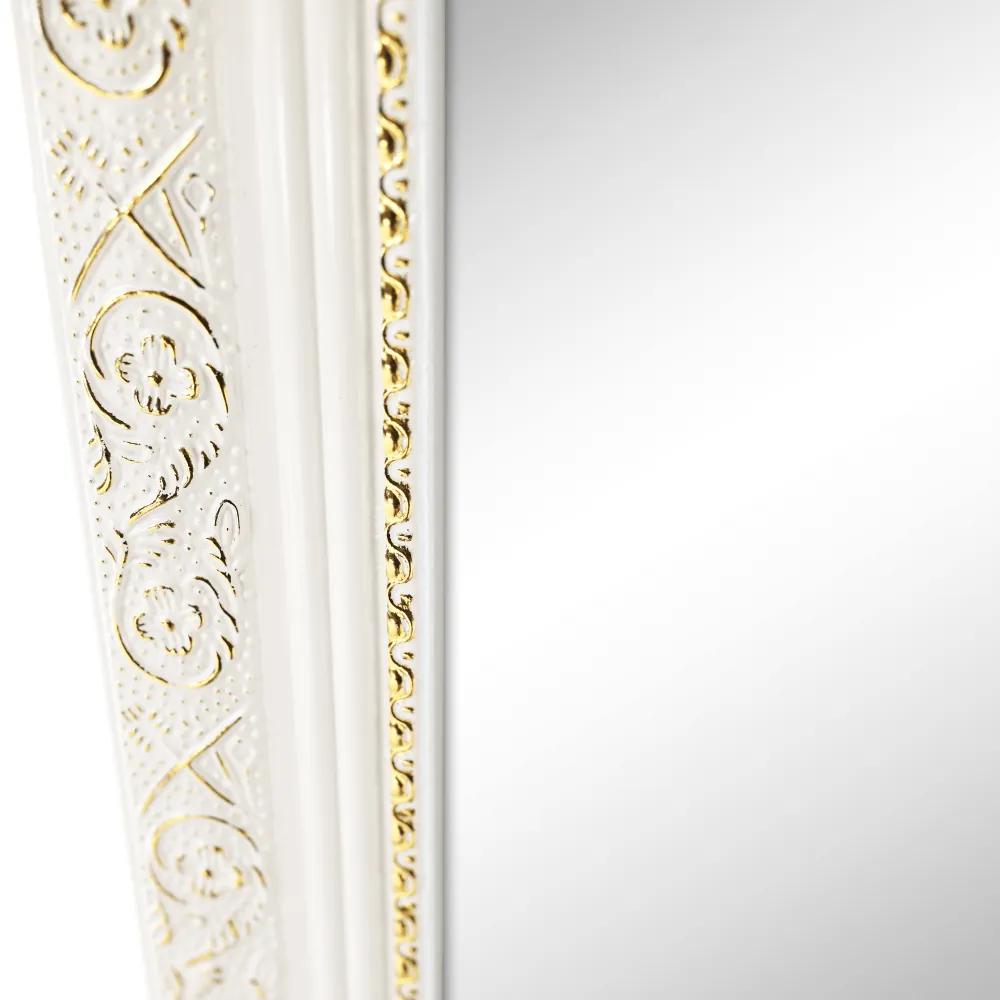 Stojanové zrcadlo, bílá/bílo zlatý ornament, LAVAL