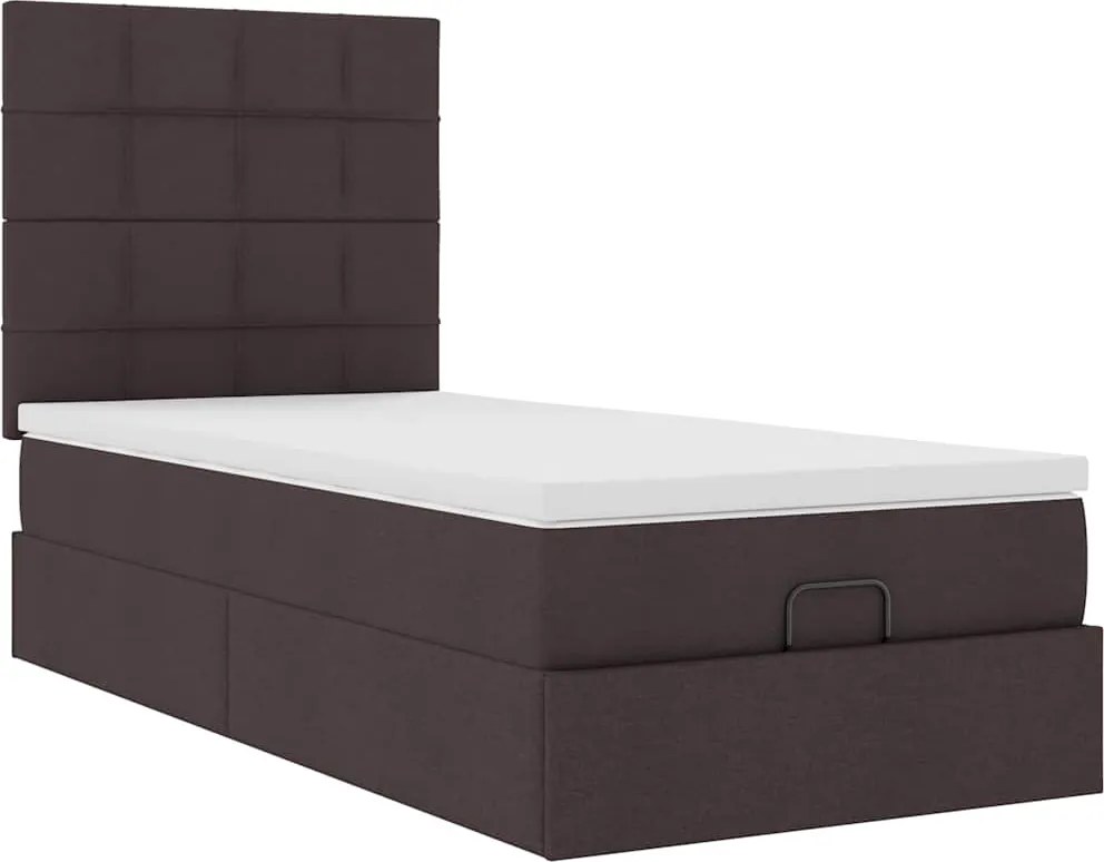 Osmanský rám postele s matrací tmavě šedá 90x190cm textil 3313971