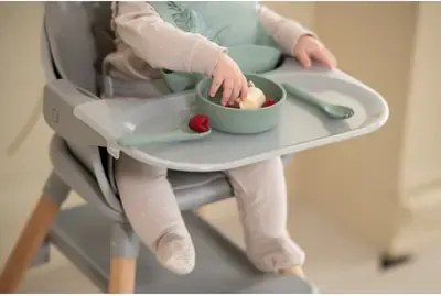 KikkaBoo Miska Platinum Silicone Sage / od 6 měsíců