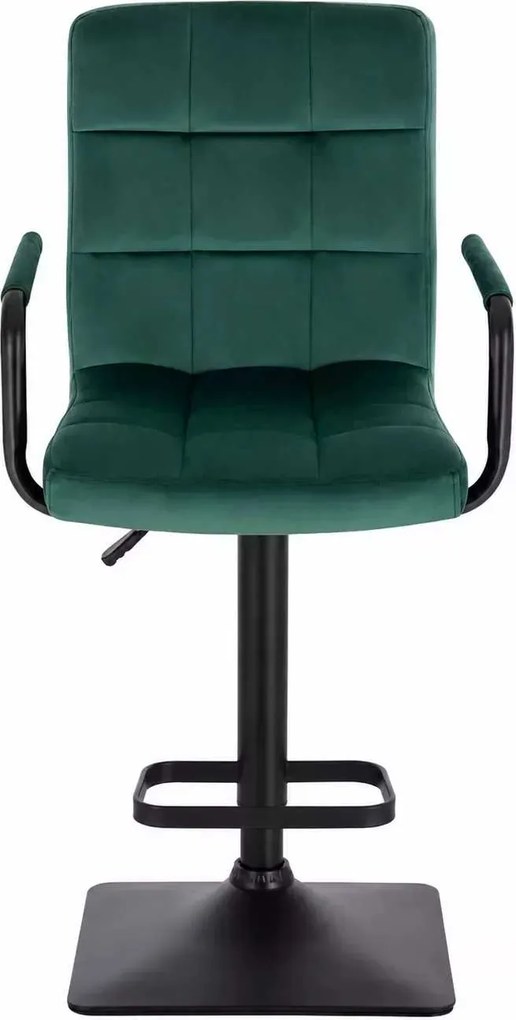 LuxuryForm DESIGN Barová židle VERONA BLACK VELUR na černé hranaté podstavě - zelená