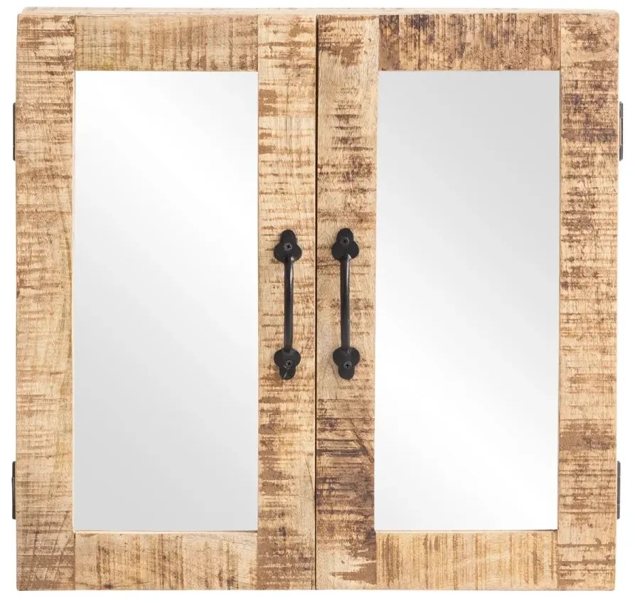 furniture-nabytek.cz - Masivní zrcadlová skříňka Carino z mangového dřeva, lakovaná, hnědá – 52×23×50 cm
