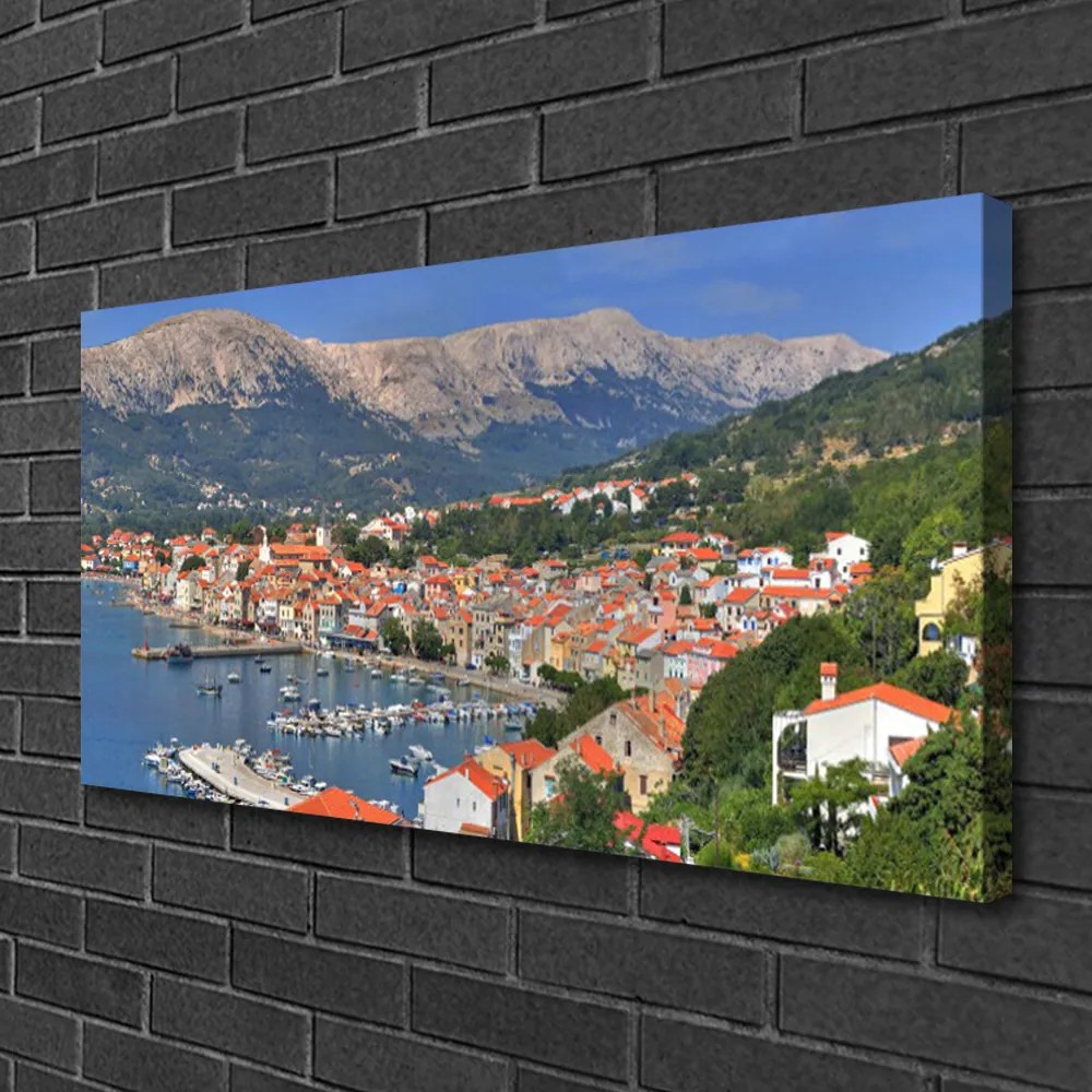 Obraz na plátně Město Hora Moře Krajina 100x50 cm