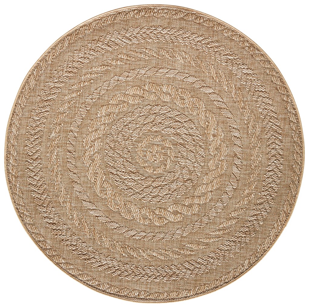 Hanse Home, Kusový koberec Forest 103998 Beige/Brown – na ven i na doma, 200x200 (průměr) kruh, béžová, chodba / předsíň