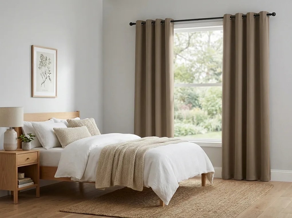 Béžový závěs OXFORD 140x250 cm Zavěšení: Kovové kroužky
