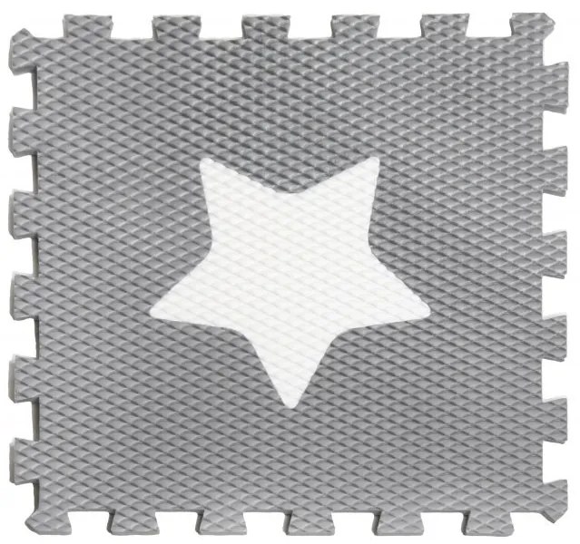 Vylen Pěnové podlahové puzzle Minideckfloor s hvězdičkou  Světle šedý s bílou hvězdičkou 340 x 340 mm
