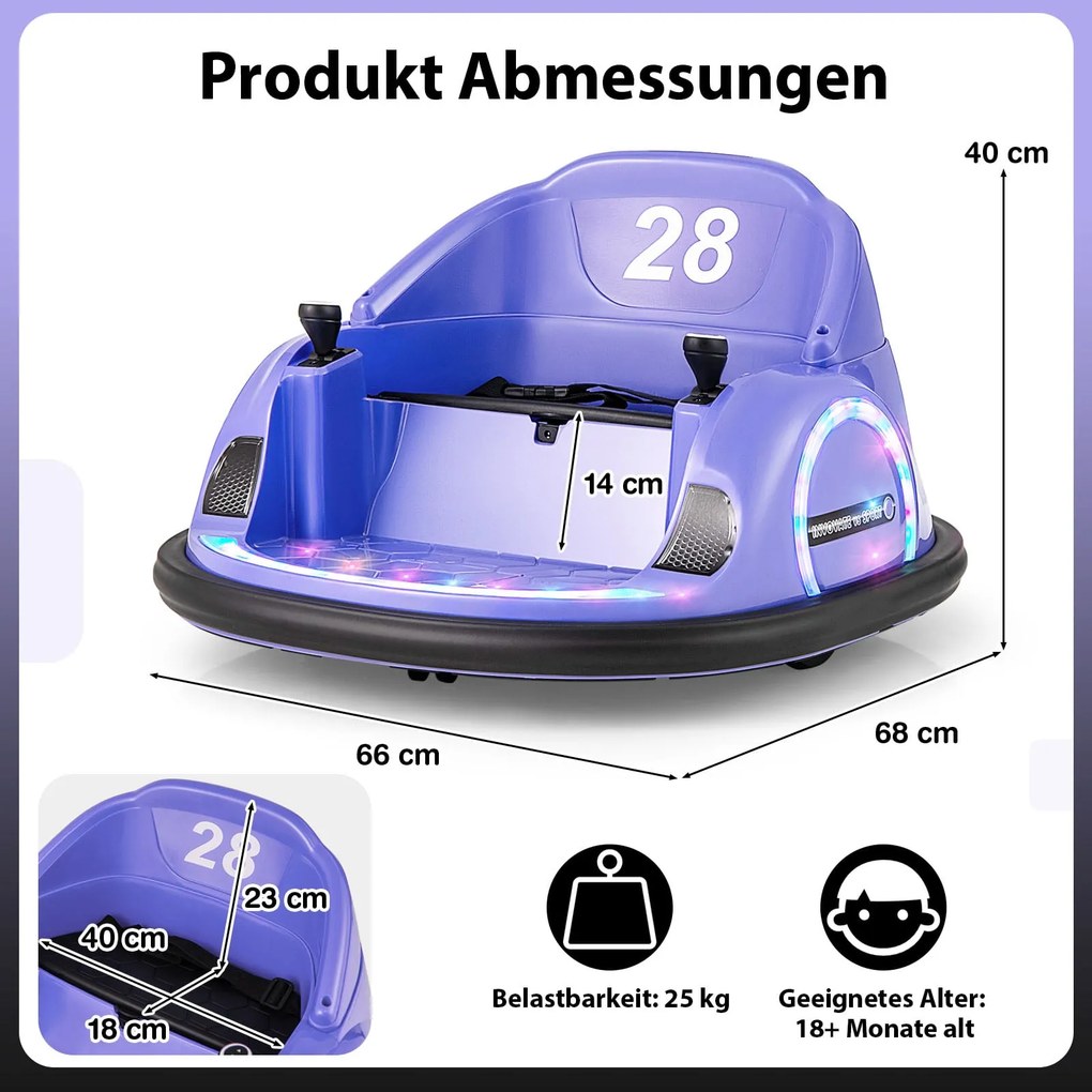 Costway Autíčko s nárazníkem pro batole 12 V Elektrické 360° Spin autíčko