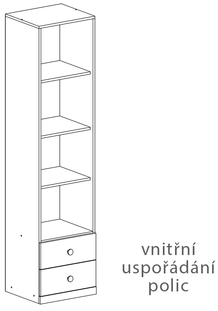 Dětský pokoj PIXEL | sestava F | 5 dílů | dub/bílá lux/šedá