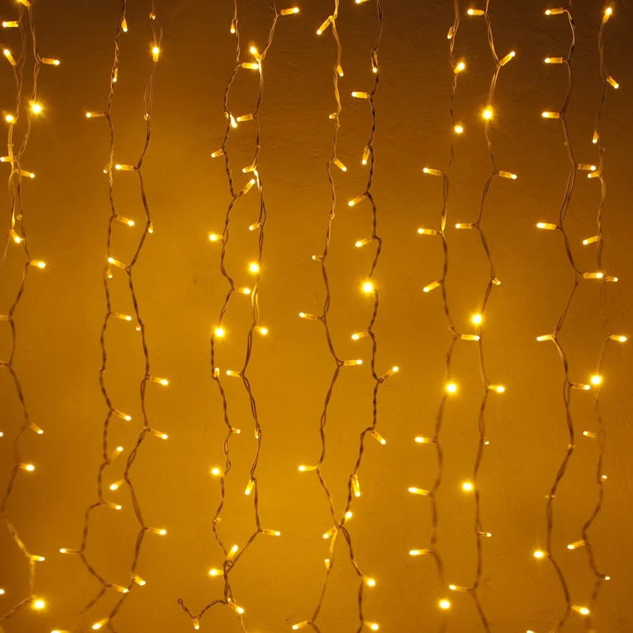 Hobby Line LED světelný závěs do okna, 200 × 200 cm, teple bílá, 200 diod, čirý kabel, IP20 do interiéru, prodlužovací