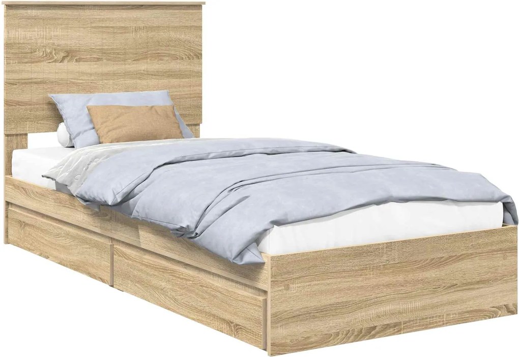 Postel s úložným prostorem se zásuvkou Sonoma dub 90 x 200 cm 3411245
