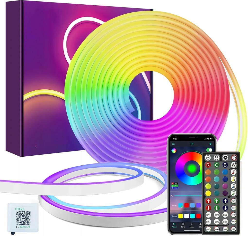 Led pásek Rgb 15 m Venkovní Voděodolný IP65 Led 5050 24V Silný Bluetooth