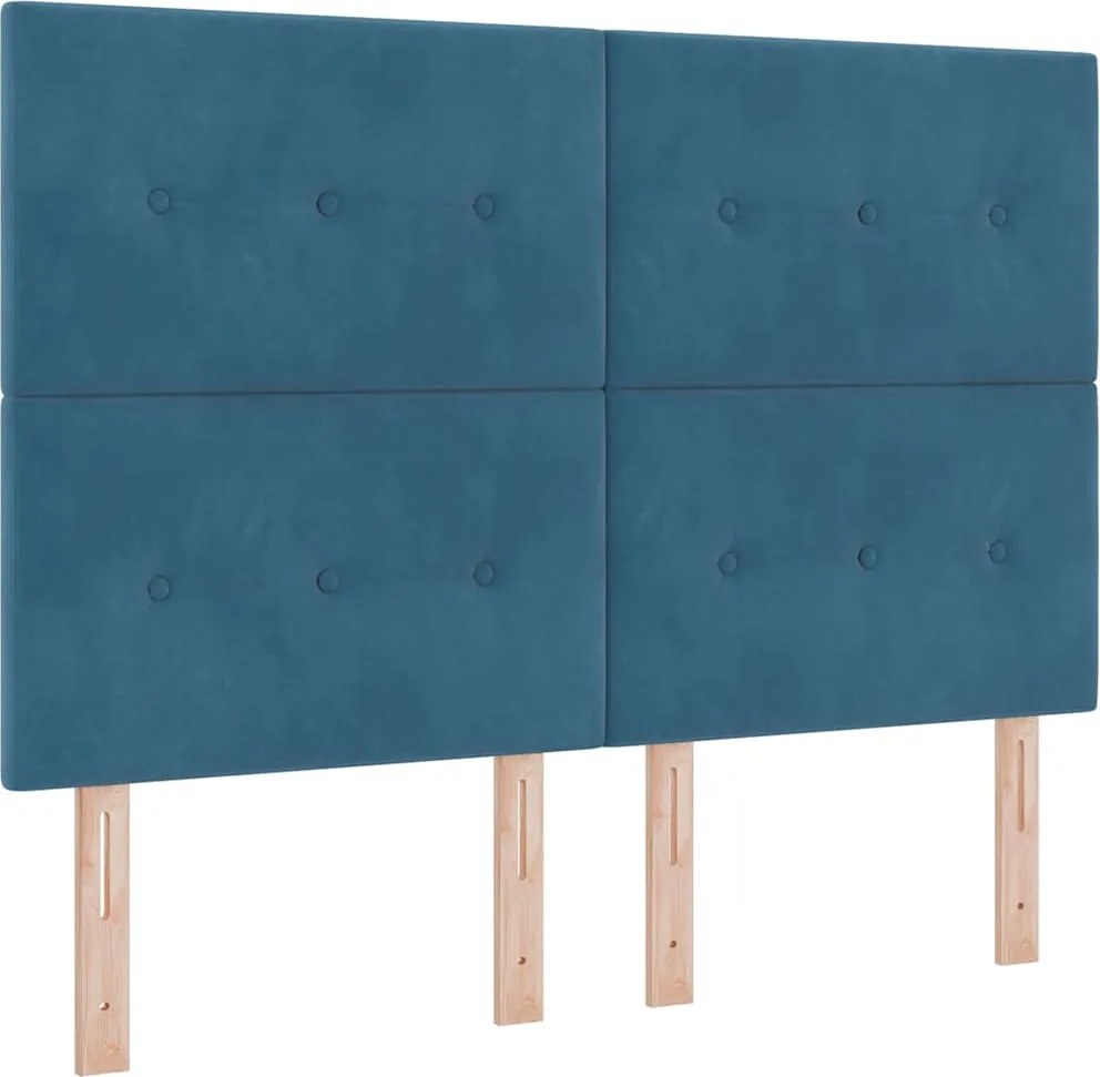 Postel s boxspringem s čelo Tmavě modrá 140 x 200 cm samet 3344949