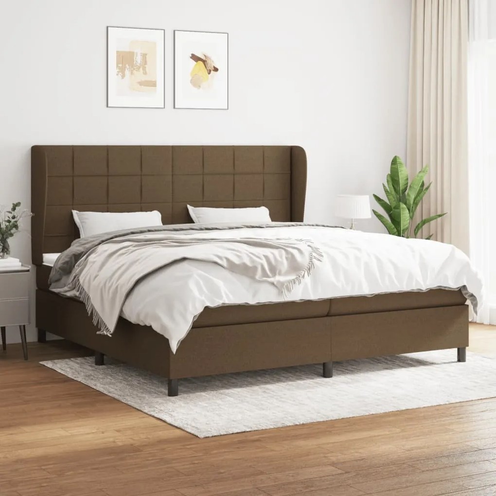 Box spring postel s matrací tmavě hnědá 200x200 cm textil 3127992